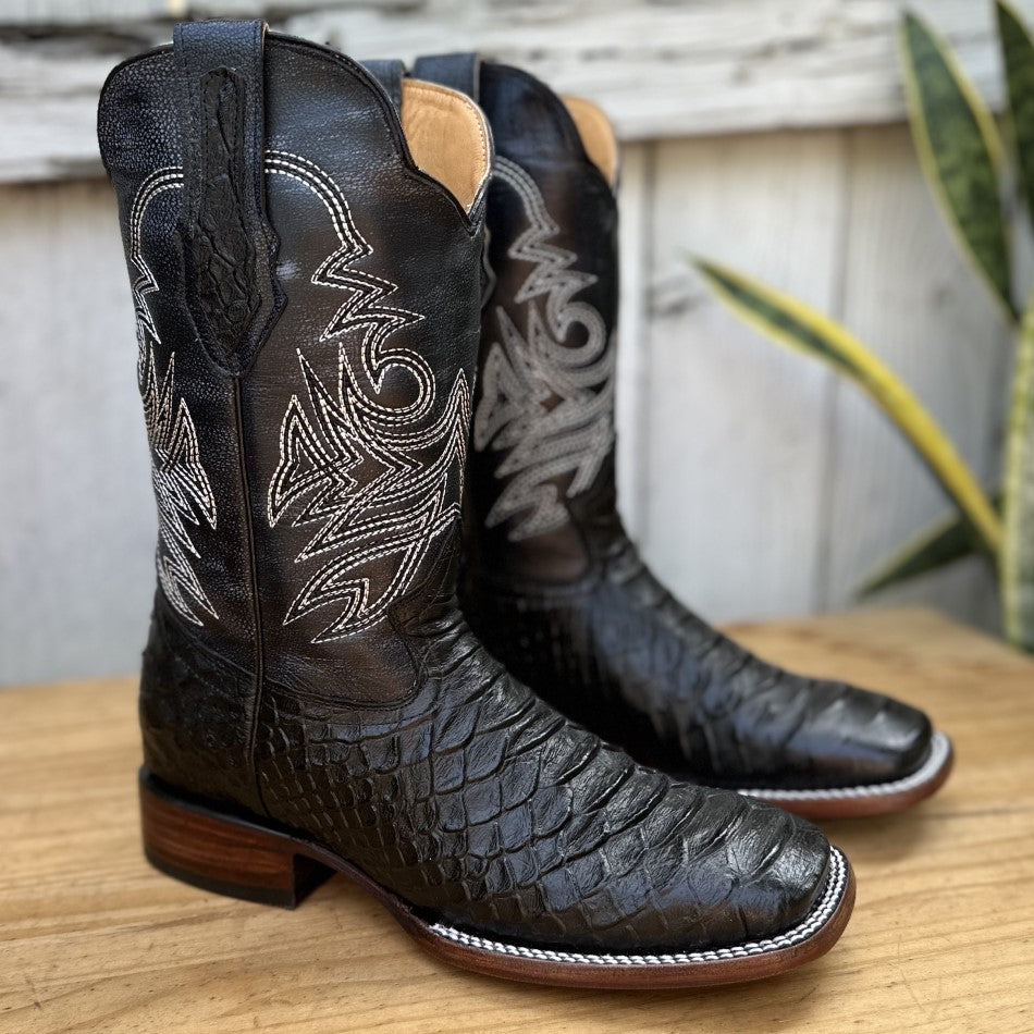 BS-300 Black Imitation Python Boot - Exotic Cowboy Boots for Men – Bota ...