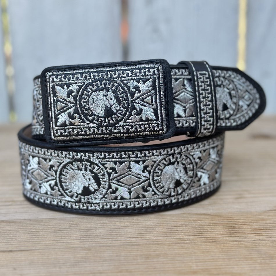 2" Black Horse Cowboy Belt - Cowboy Belts for Men – Bota Exotica ...