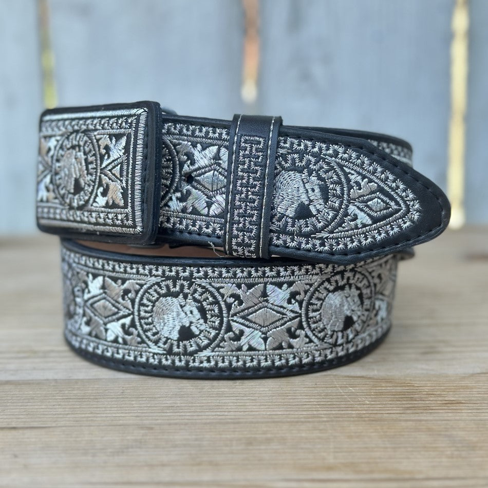 2" Black Horse Cowboy Belt - Cowboy Belts for Men – Bota Exotica ...