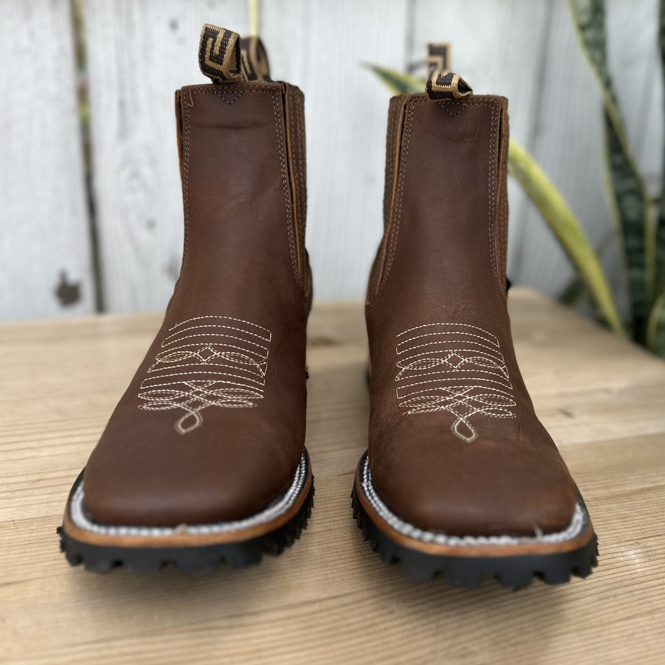 DB-777 Roble - Botines Vaqueros para Hombre - Botines Suela de Tractor