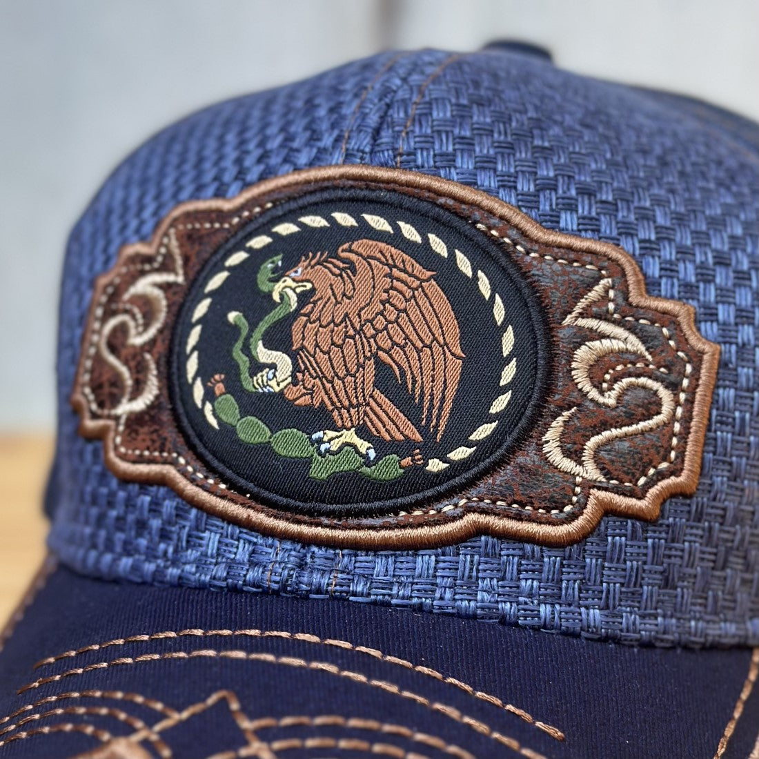 Gorra Vaquera Azul con Aguila Mexicana - Gorras Vaqueras – Bota Exotica ...