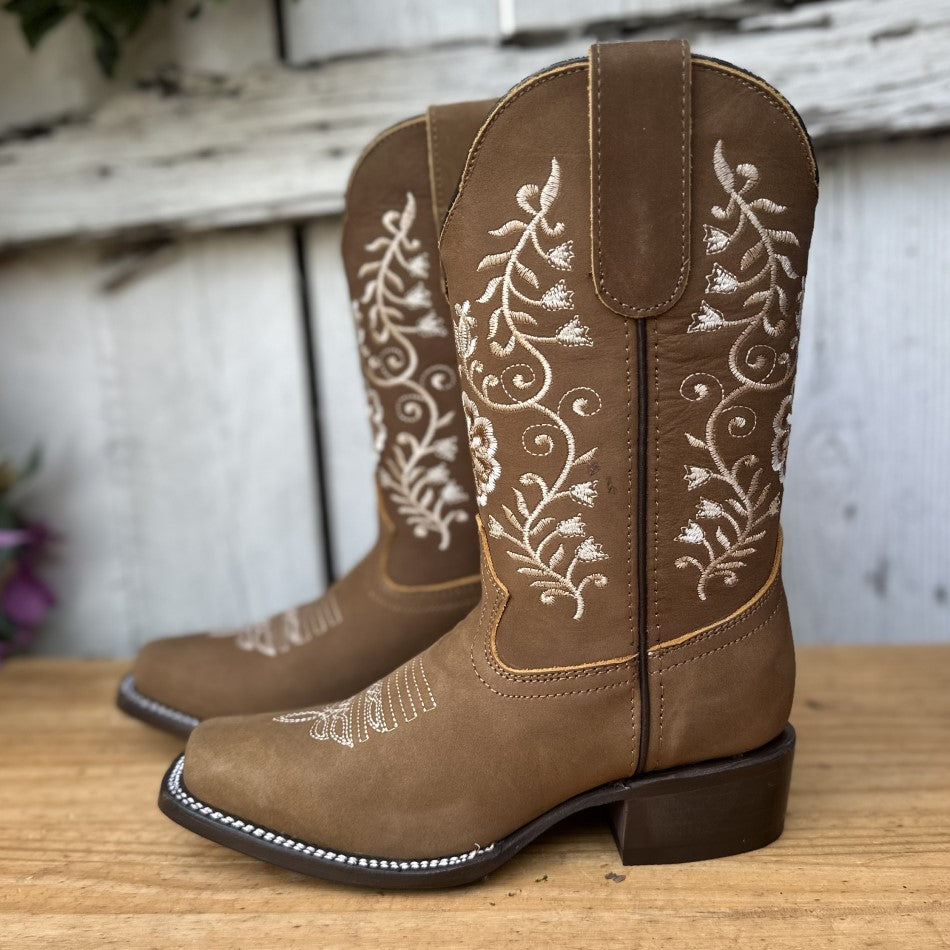 SB-425 Tan - Botas Vaqueras con Bordado para Mujer - Botas Vaqueras ...