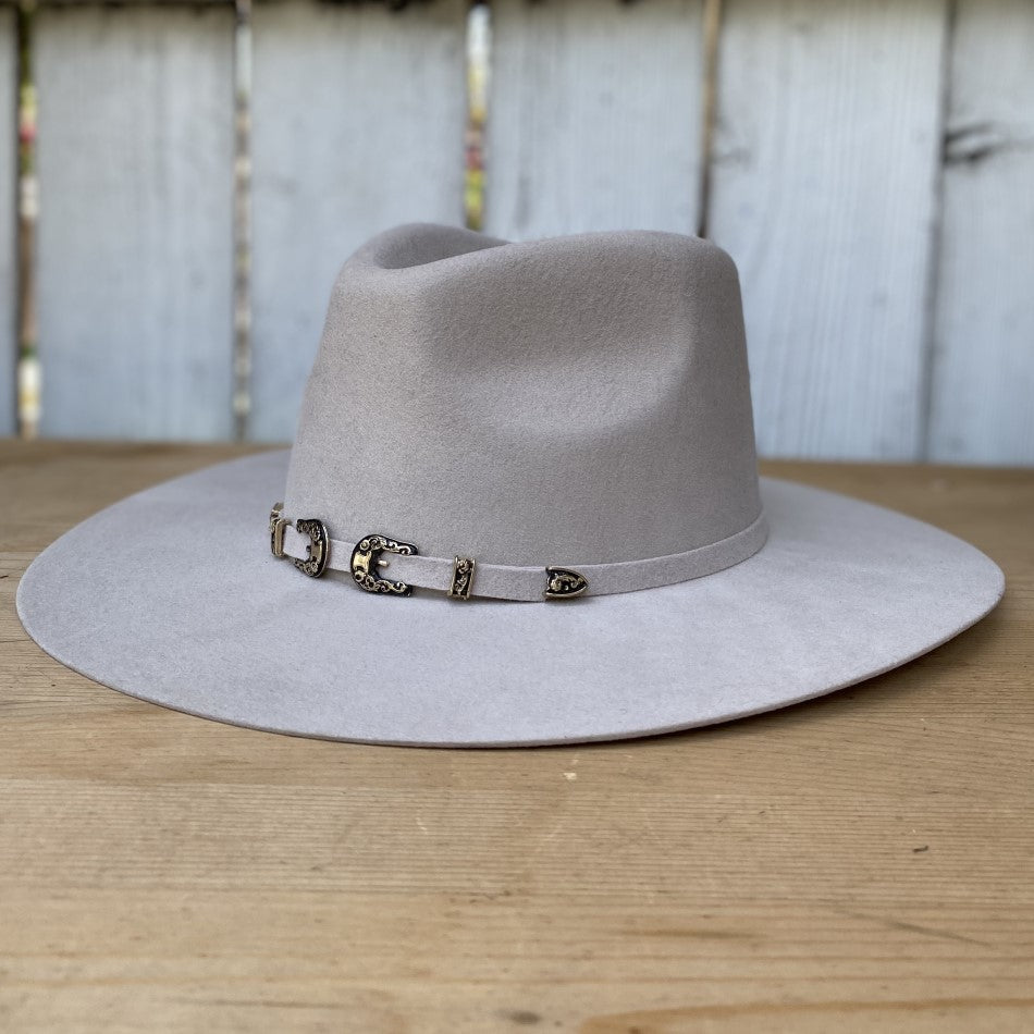 Crystal Flat Fedora Hat with Two Beige Buckles - Hats for Women – Bota ...