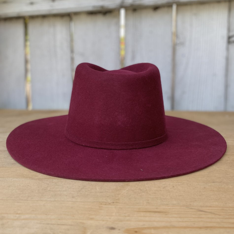 Crystal Flat Fedora Hat with Two Buckles Wine - Hats for Women – Bota ...